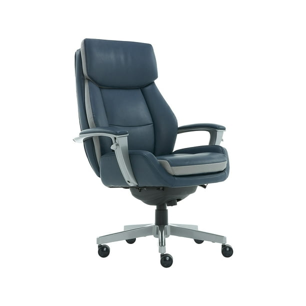 La-Z-Boy Alton Ergonomic Bonded Leather Swivel Executive Chair Blue ...