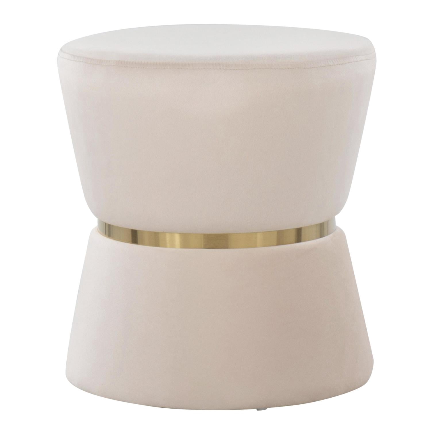 Lumisource Gemma Contemporary Ottoman With Cream Velvet Finish OT-GEMMA ...