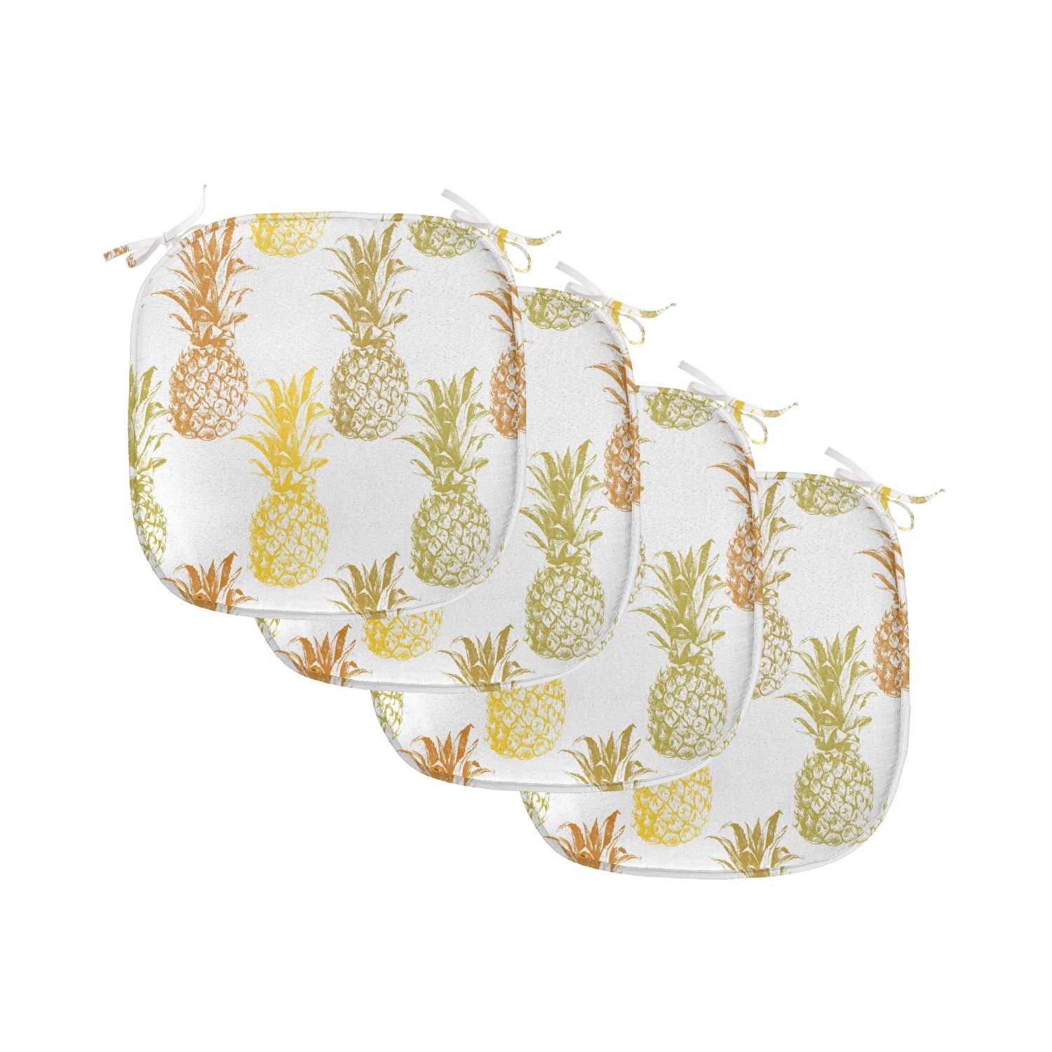 Pineapple Chair Seating Cushion Set of 4, Hand Drawn Simply Sketched ...