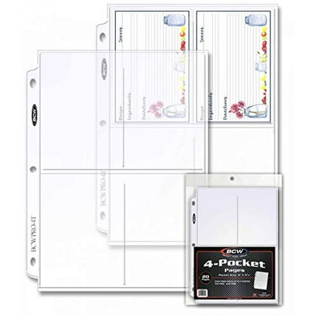 BCW 4-Pocket Pages for storing Photos or Postcards | Pocket Size 4" x 5 ...