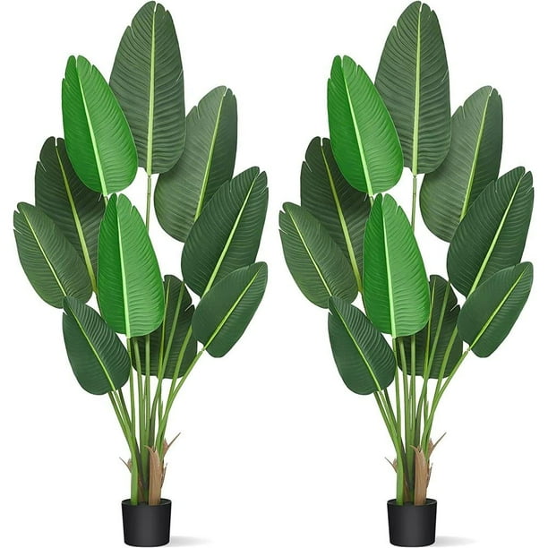 2 Pack 5 Feet Artificial Tree with 8 Trunks, 60 inch Faux Plant ...