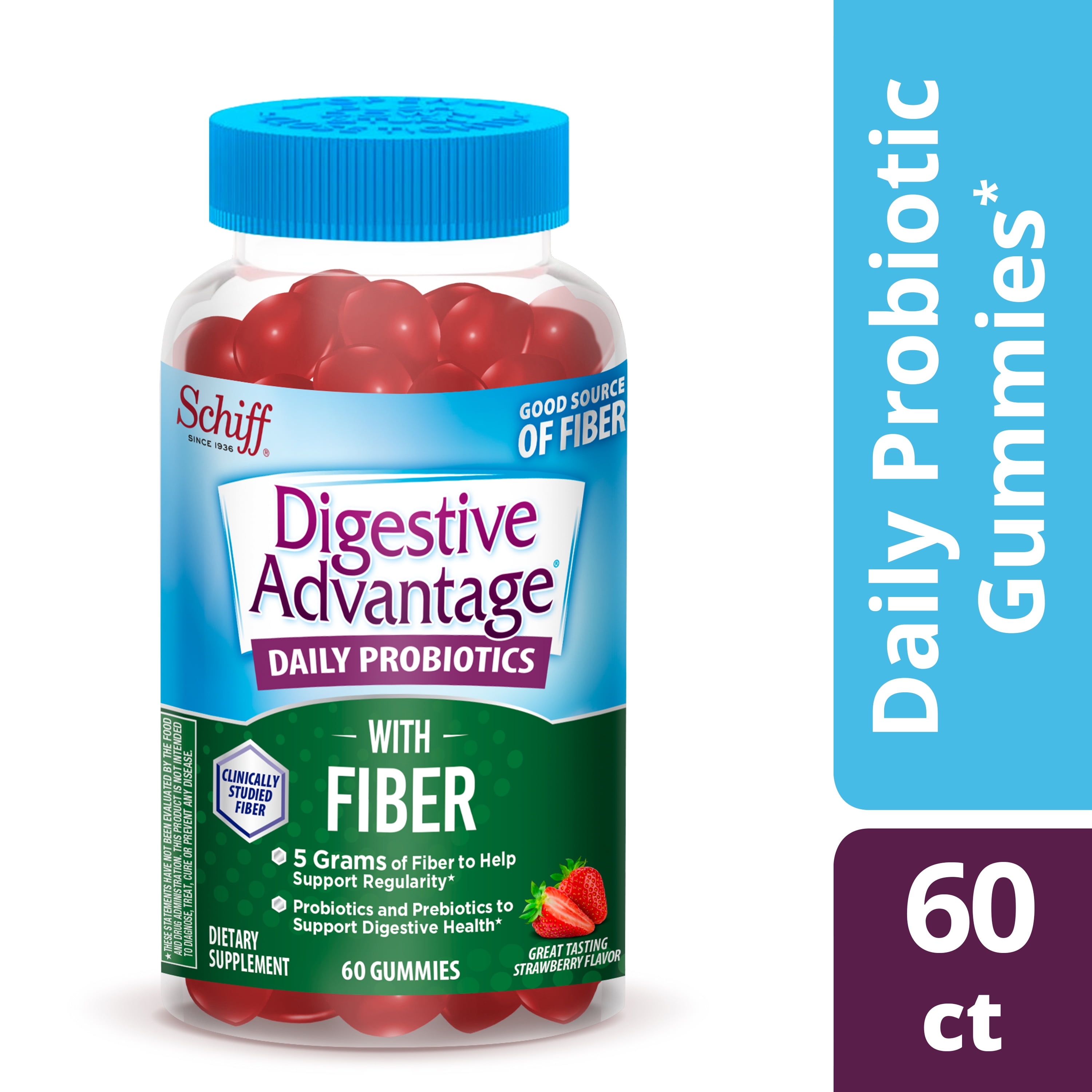 Digestive Advantage Prebiotic Fiber Gummies + Probiotics for Gut Health ...