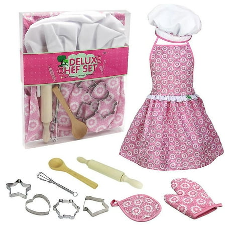Kids Cooking Baking Kit Cook Role Play Clothes Set Apron Chef Hat ...