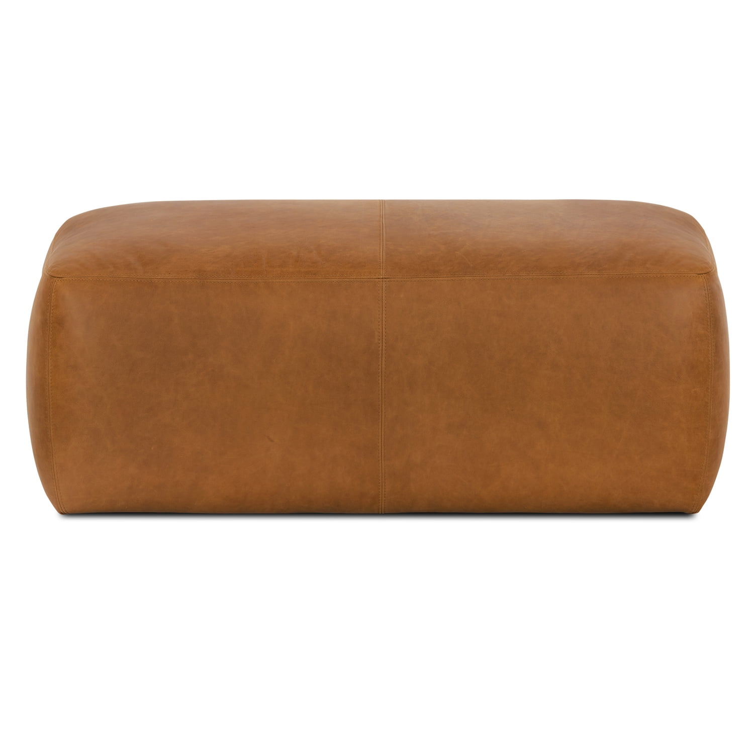 Poly and Bark Denver Rectangle Leather Ottoman in Saddle Tan - Walmart.com