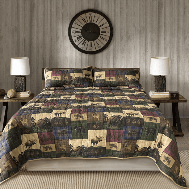 The Lodge Quilt and Sham Set 2 Piece Rustic Quilt Set Twin Size, 1 ...