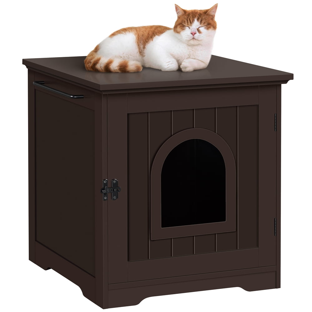 Yaheetech Enclosed Pet Litter Box Indoor Decorative Pet Side Table ...