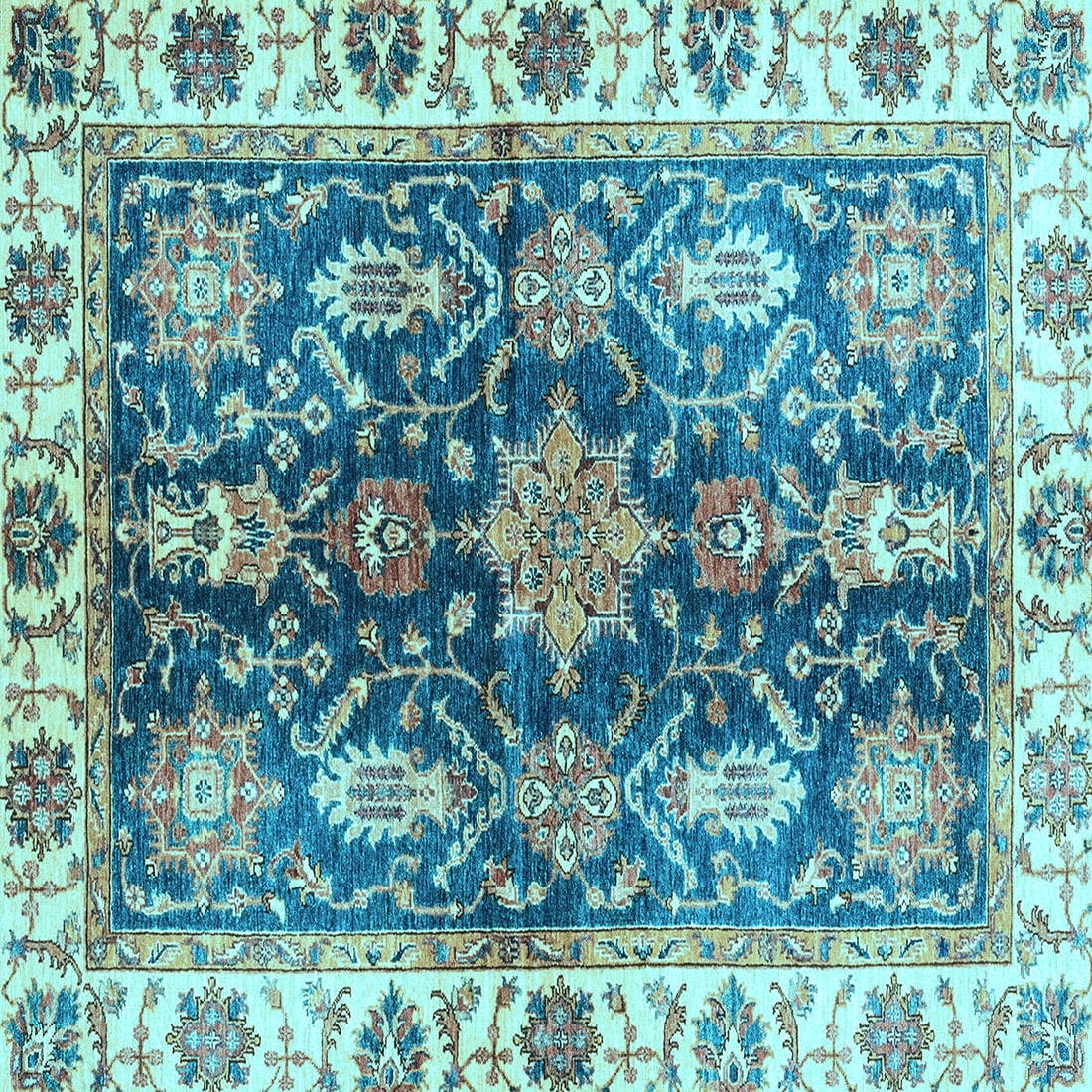 Ahgly Company Indoor Square Oriental Light Blue Traditional Area Rugs ...