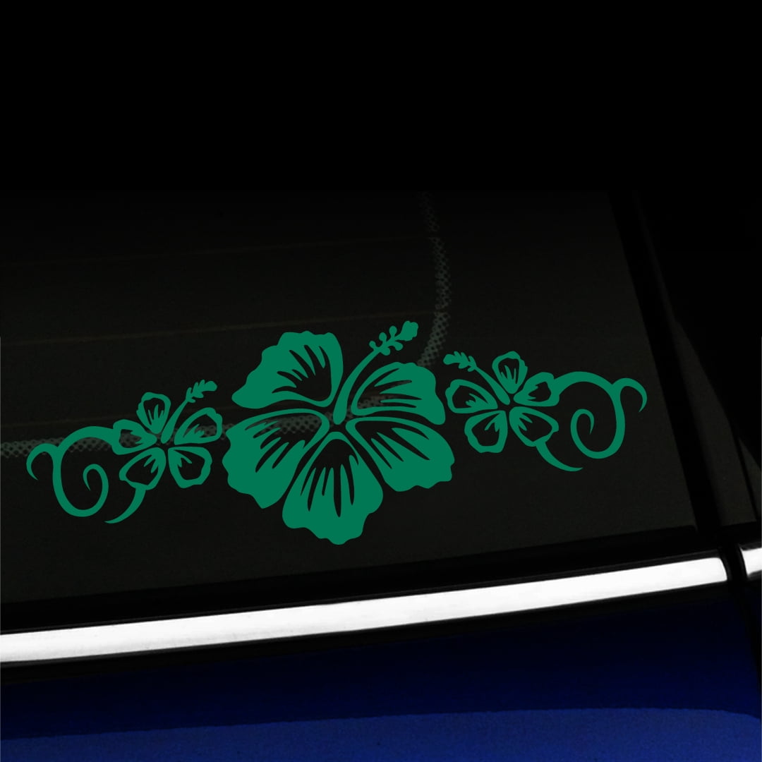 Hibiscus Flower Trio - Vinyl Decal - Choose Color - [GREEN] - Walmart.com