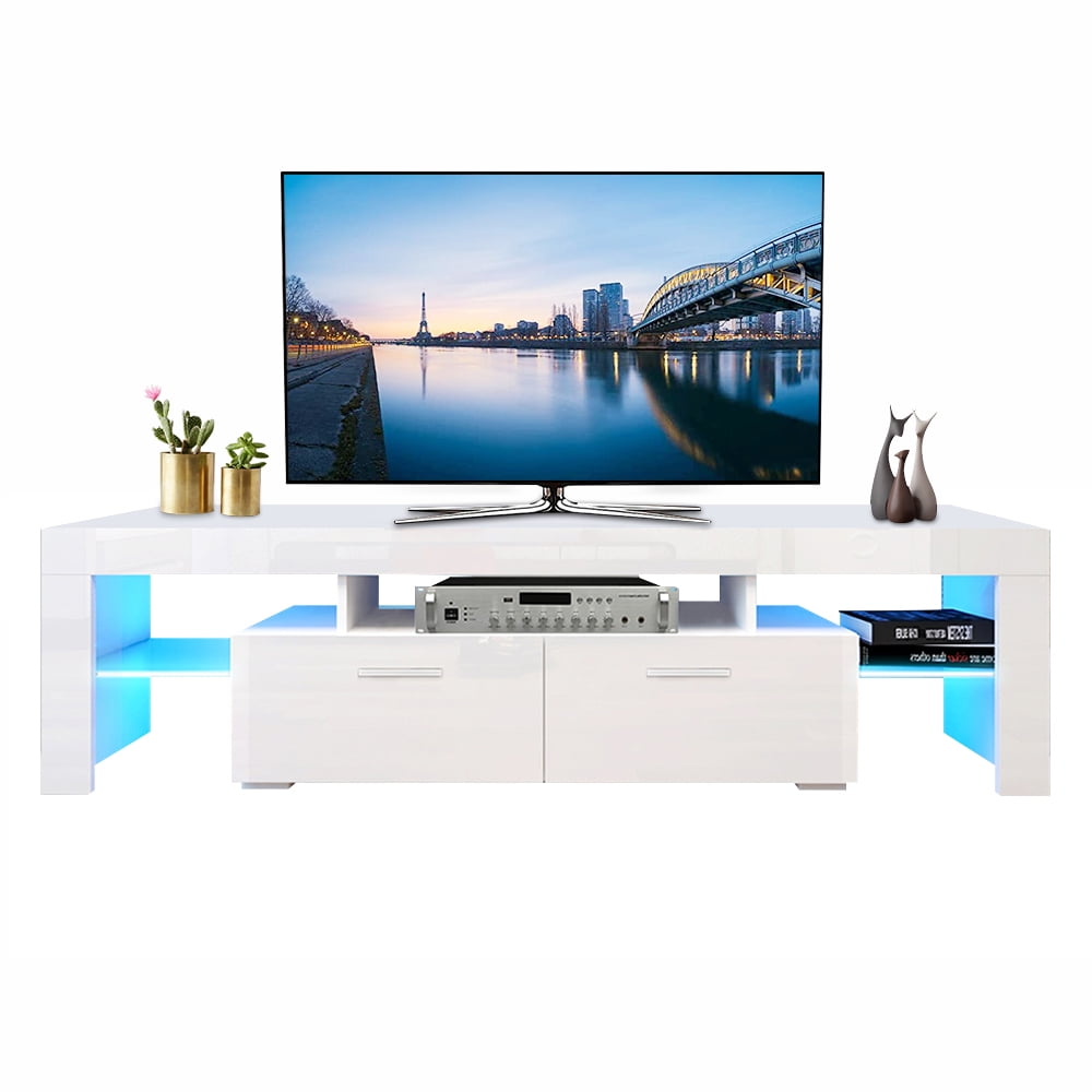 Modern TV Cabinet for 70 Inch TV, Large Television Stand with 16 Color ...