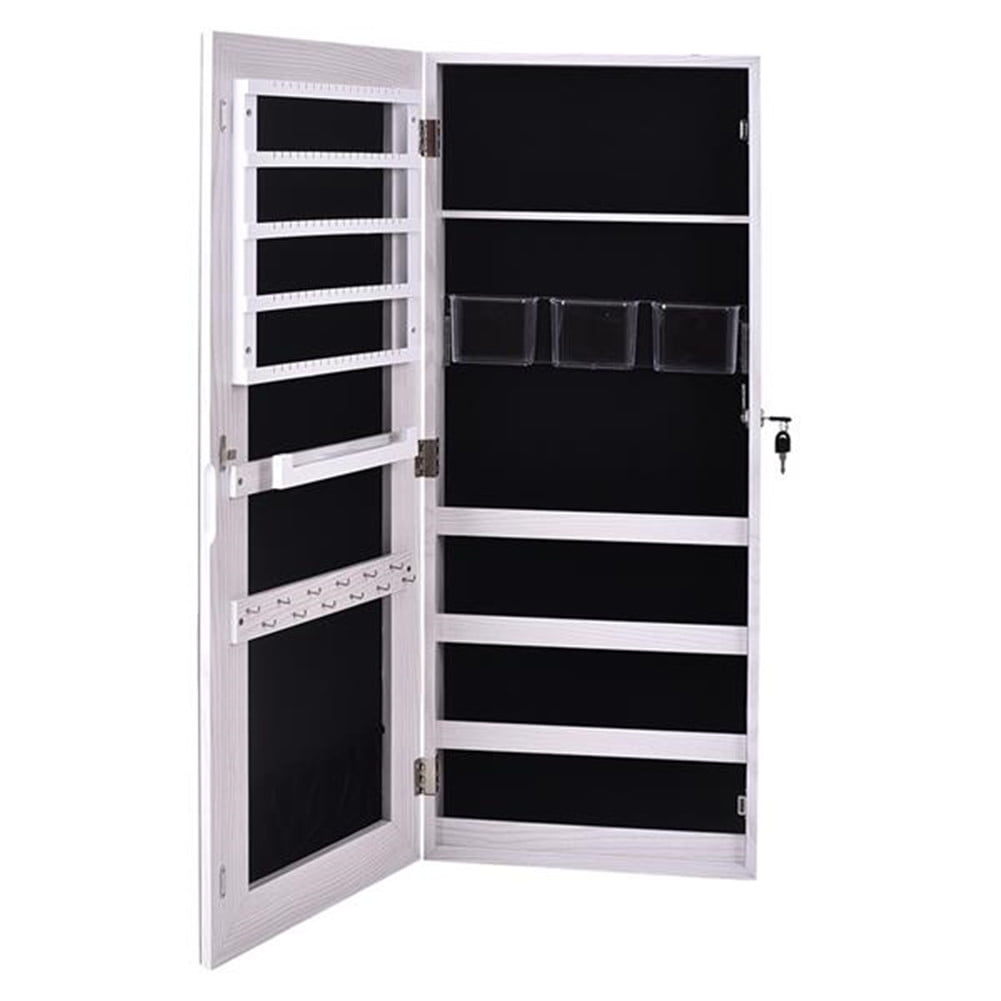 HiMiss Storage Cabinet 4-layer 3 Storage Boxes with Mirror Wall-mount ...