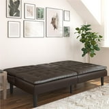 Mainstays Memory Foam Futon with Cupholders and USB, Dark Brown Faux ...