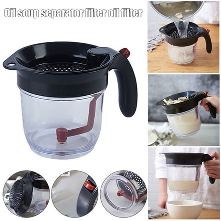 lzndeal Fat Separator with Bottom Release Fat Dispenser Gravy Strainer ...