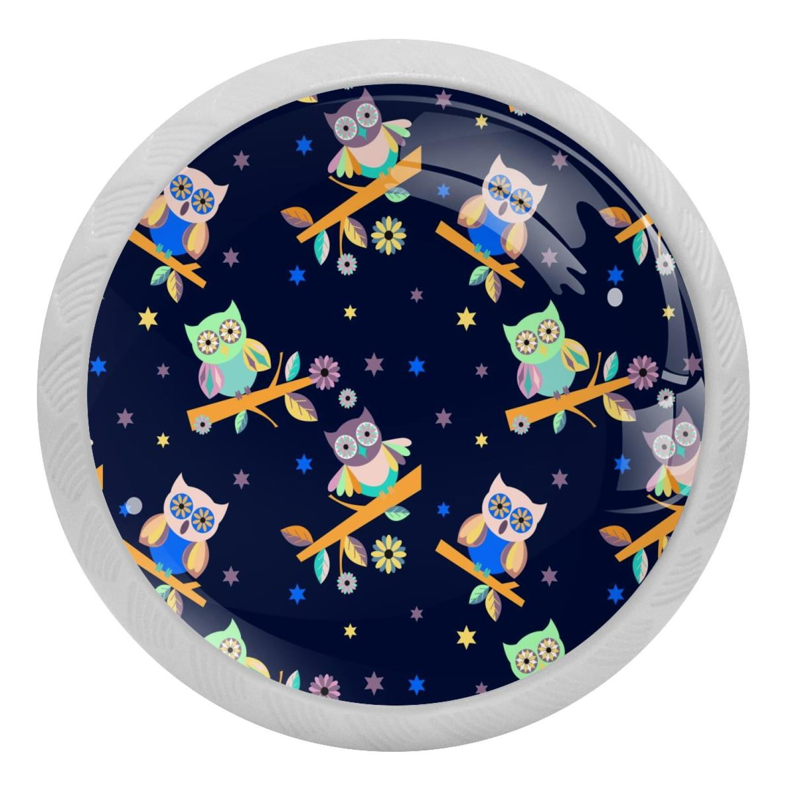 4PCS Round Owl Cabinet Fluorescence Knob Glowing in the Dark Furniture ...