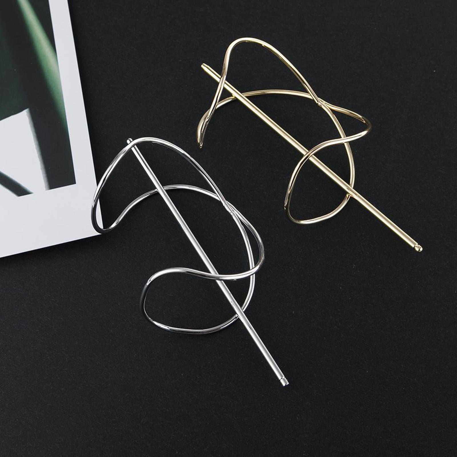 2x Pinza de metal para mujer Palillos para el cabello Soporte para ...