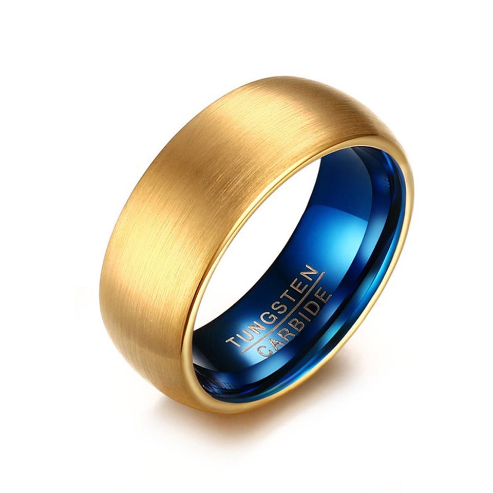 Click here for Chicfine Men Blue Tungsten Ring Classical Gold Rin... prices