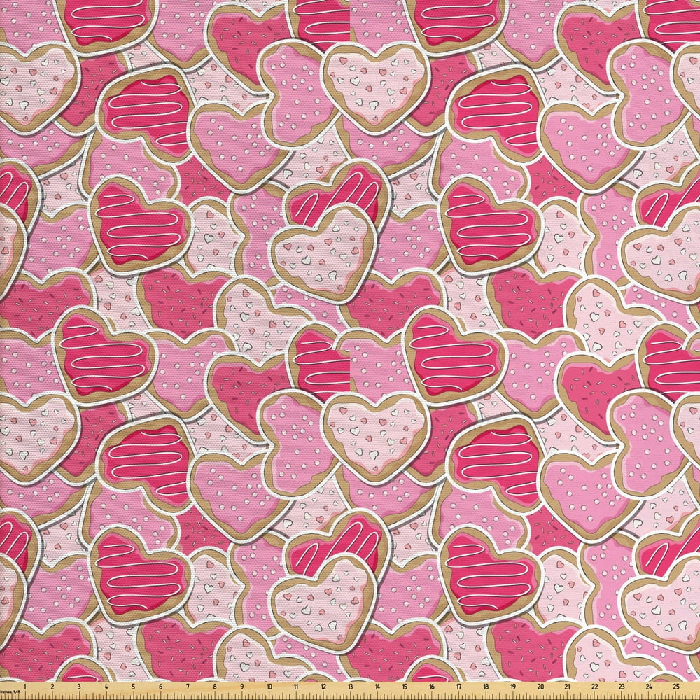 Valentines Fabric By The Yard Heart Shaped Cookies Surprise Tasty