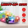 8” Light Up Transparent Toy Car for Toddlers - Bump and Go Moving Gears ...