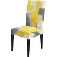 Chair Seat Covers Set of 8, Stretch Spandex Removable Yellow and Gray ...
