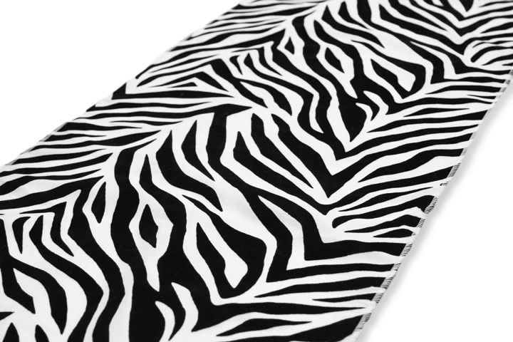 5 Pack Zebra Flocking Taffeta 12" x 108" Table Runner Black White ...