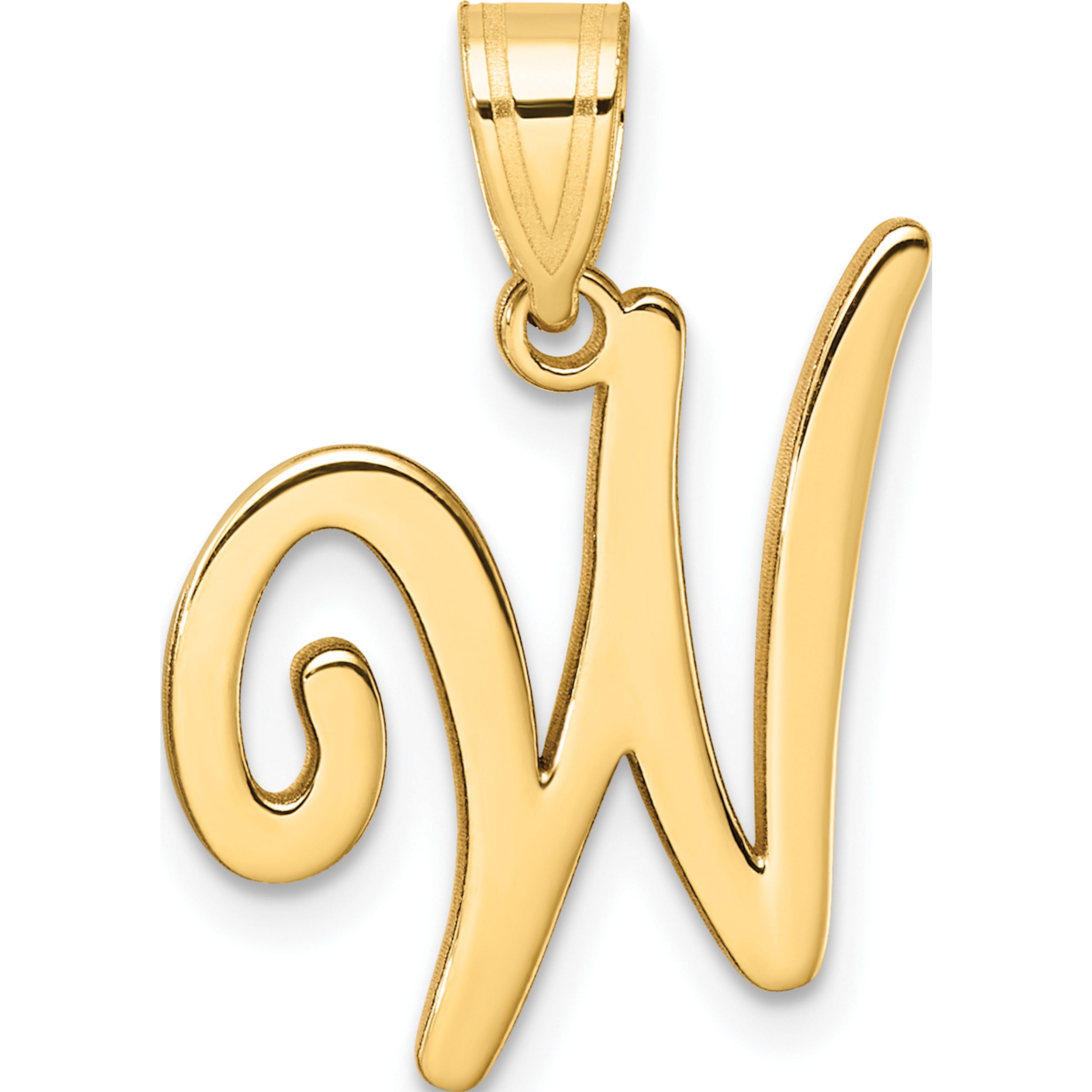 14K Yellow Gold Script Letter W Initial Pendant(Length 24) - Jbsp ...