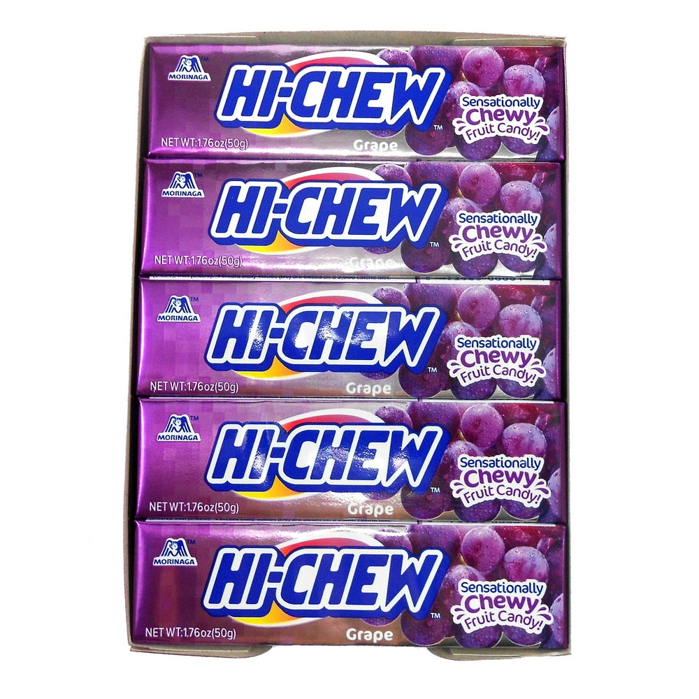 Hi-chew Grape Chewy Fruit Candies 1.76 oz. bar By Morinaga (10-pack ...