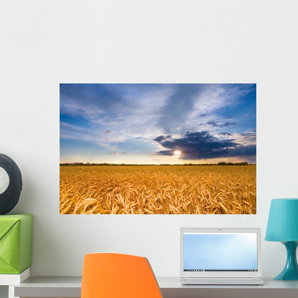Golden Wheat Ready for Wall Mural Decal Sticker, Wallmonkeys Peel ...