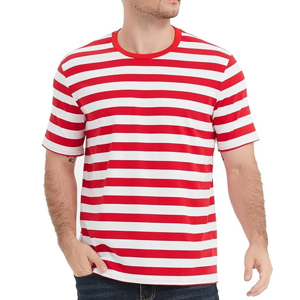 Click here for Myg Casual Shirts Mens Short Sleeve Striped Red Wh... prices