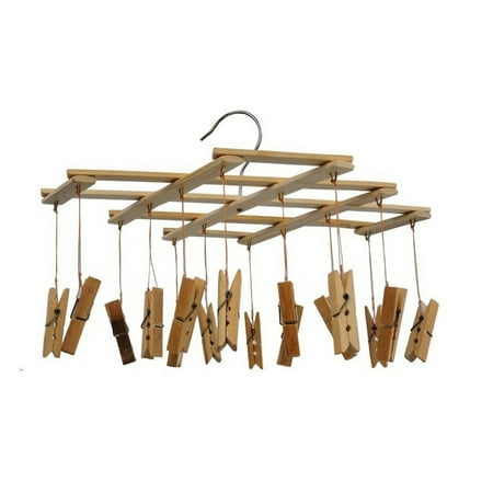 braveheart Bamboo 16 Clip Drying Rack Folding Laundry Clothespins ...