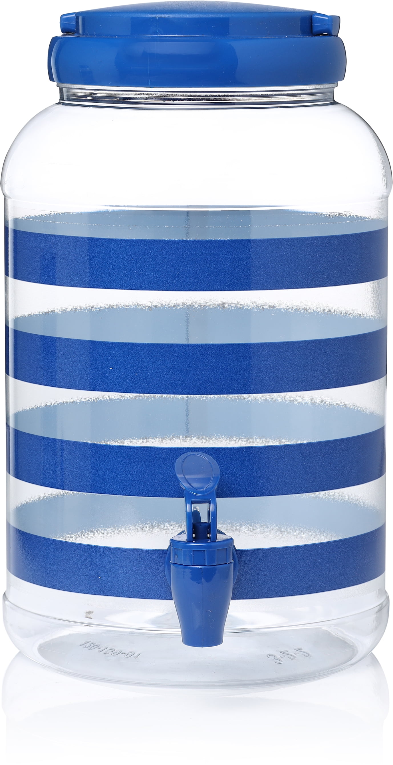 Mainstays Clear Plastic Sun Tea Jar Beverage Dispenser Striped Blue ...
