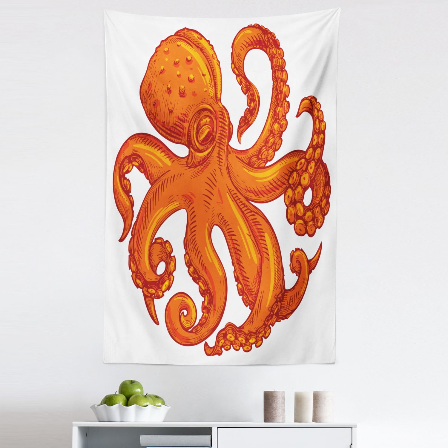 Octopus Tapestry, Octopus Pattern Illustration Underwater World Wild ...