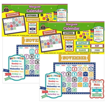 Teacher Created Resources Polka Dot School Calendar Bulletin Board Set ...