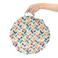 Abstract Round Floor Cushion with Handle, Rhythmic Geometric Braid ...