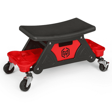 Powerbuilt Heavy Duty Garage Roller Chair with Wheels, Workshop Rolling ...