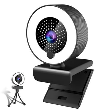 onn. Webcam with Ring Light w/3 LED Levels, Autofocus, Built-in ...