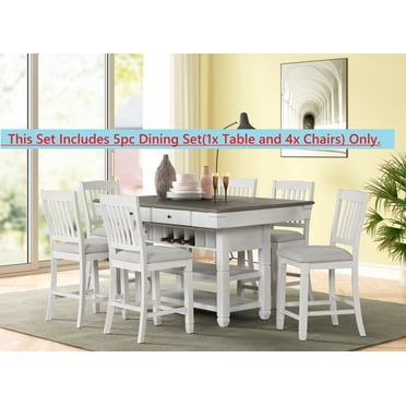 Ellie 5-piece Pedestal Counter Height Dining Room Set Mirror and Grey ...