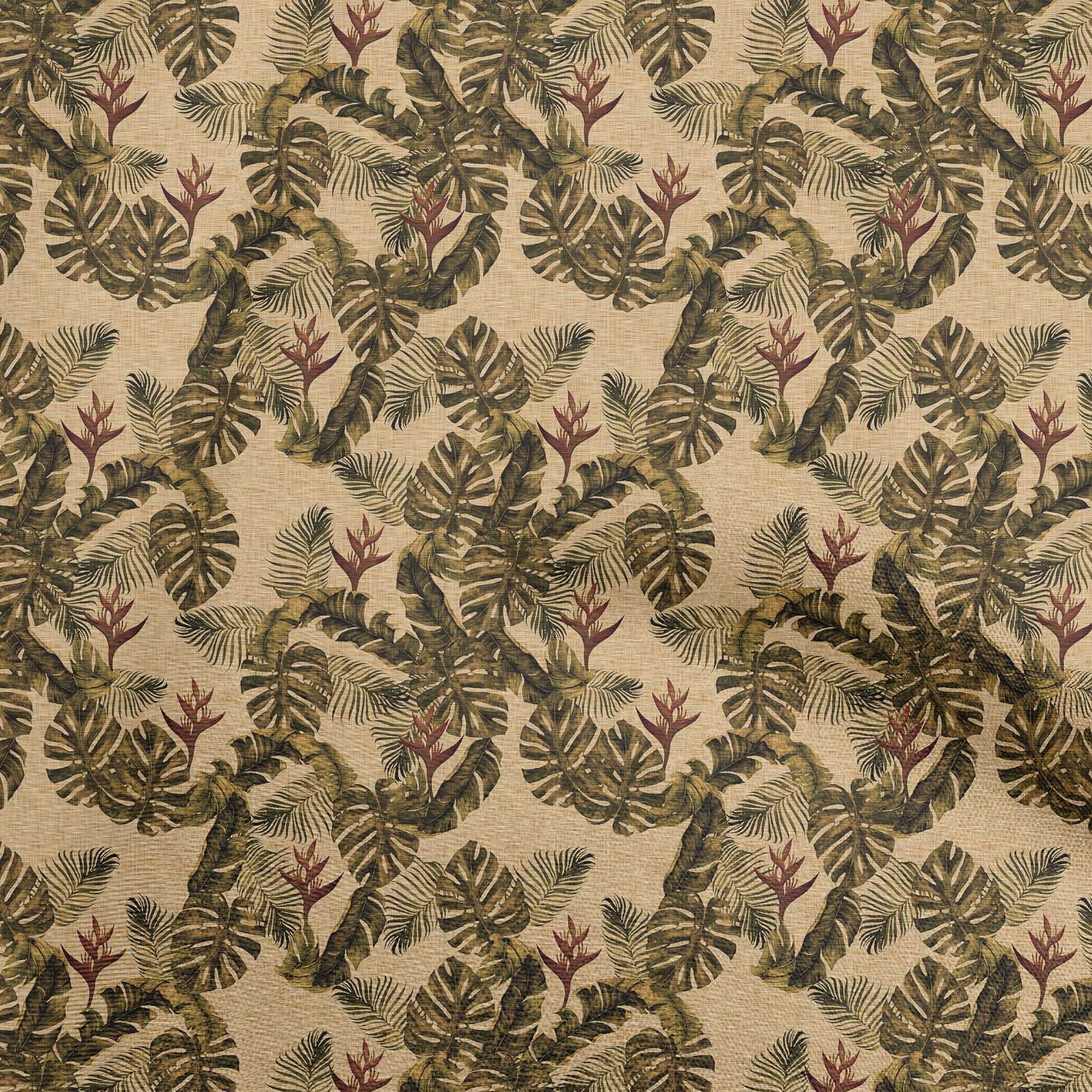 oneOone Silk Tabby Tawny Brown Fabric Tropical Sewing Material Print ...