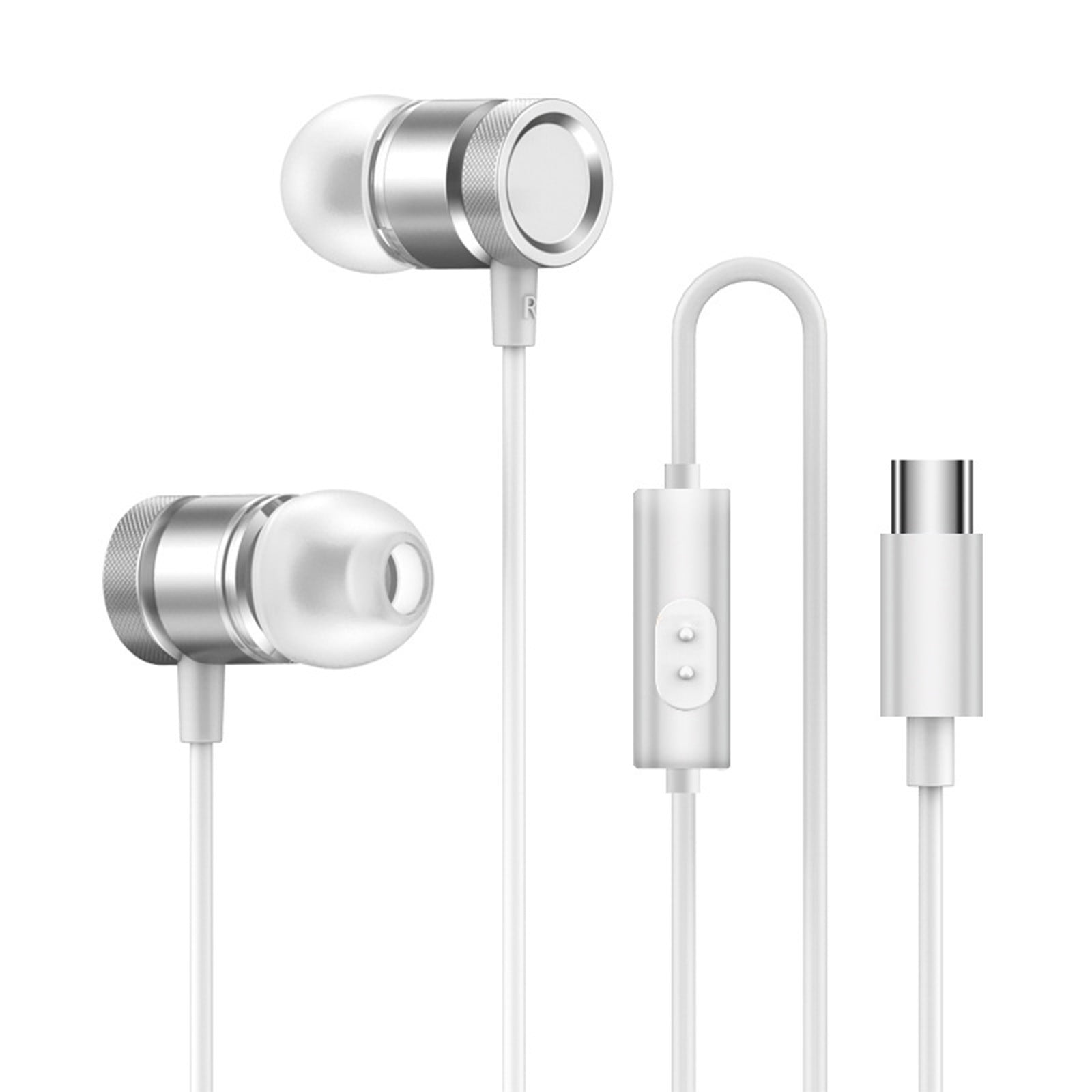 Metal In-ear Flat Port Headphones Type-c Plug Heavy Bass - Walmart.com