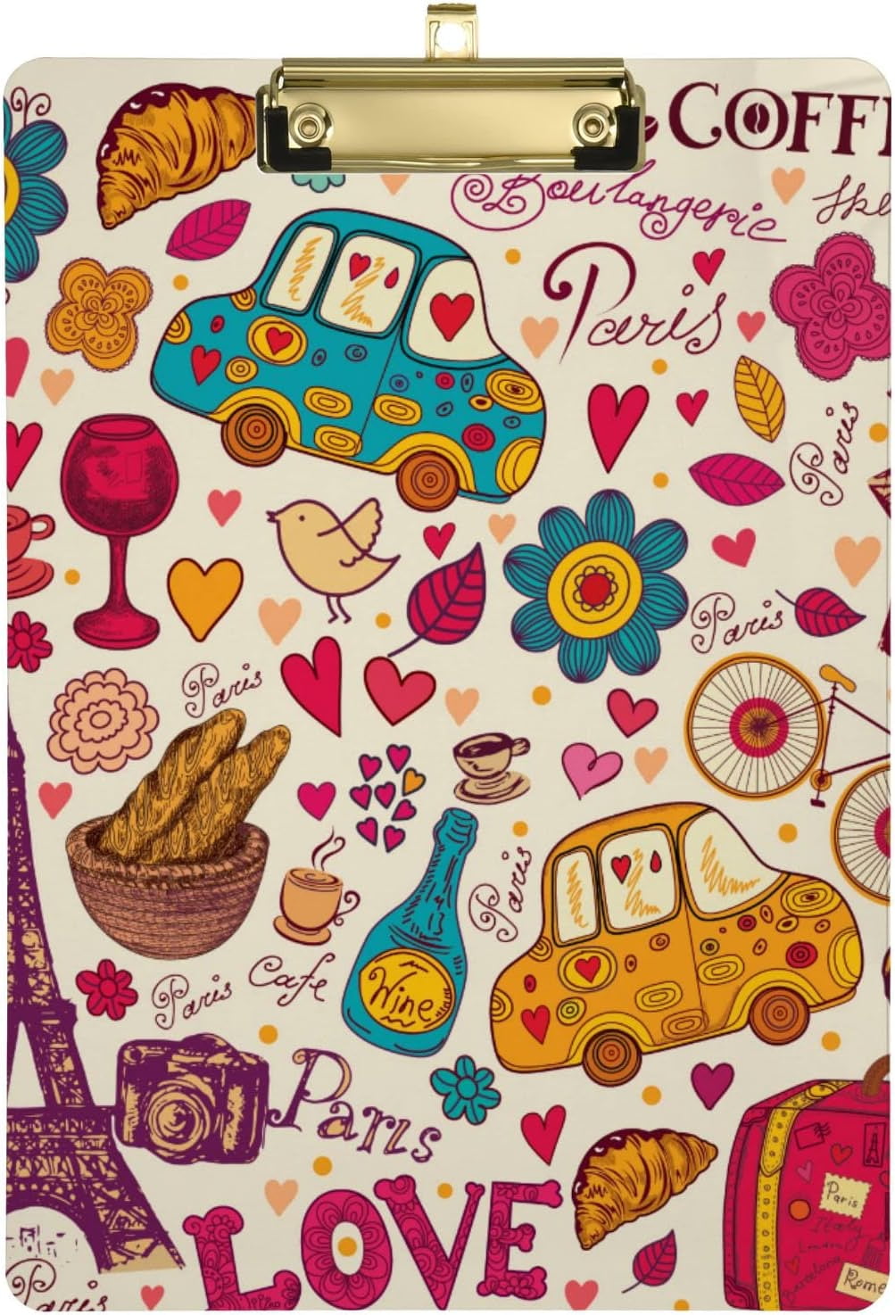 FMSHPON Paris Symbols Clipboard Hardboard Wood Nursing Clip Board and ...