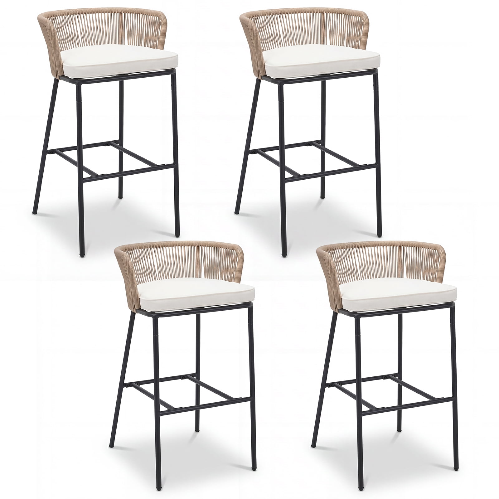 Click here for Gymax Outdoor Bar Stools Set Of 4 W/Cushions & Bac... prices