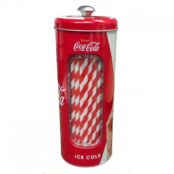 Coca-Cola Drink Up Retro Straw Tin Canister - Walmart.com