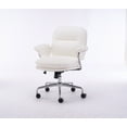 Ergonomic White Leather Office Chair with 361° Swivel, Adjustable ...
