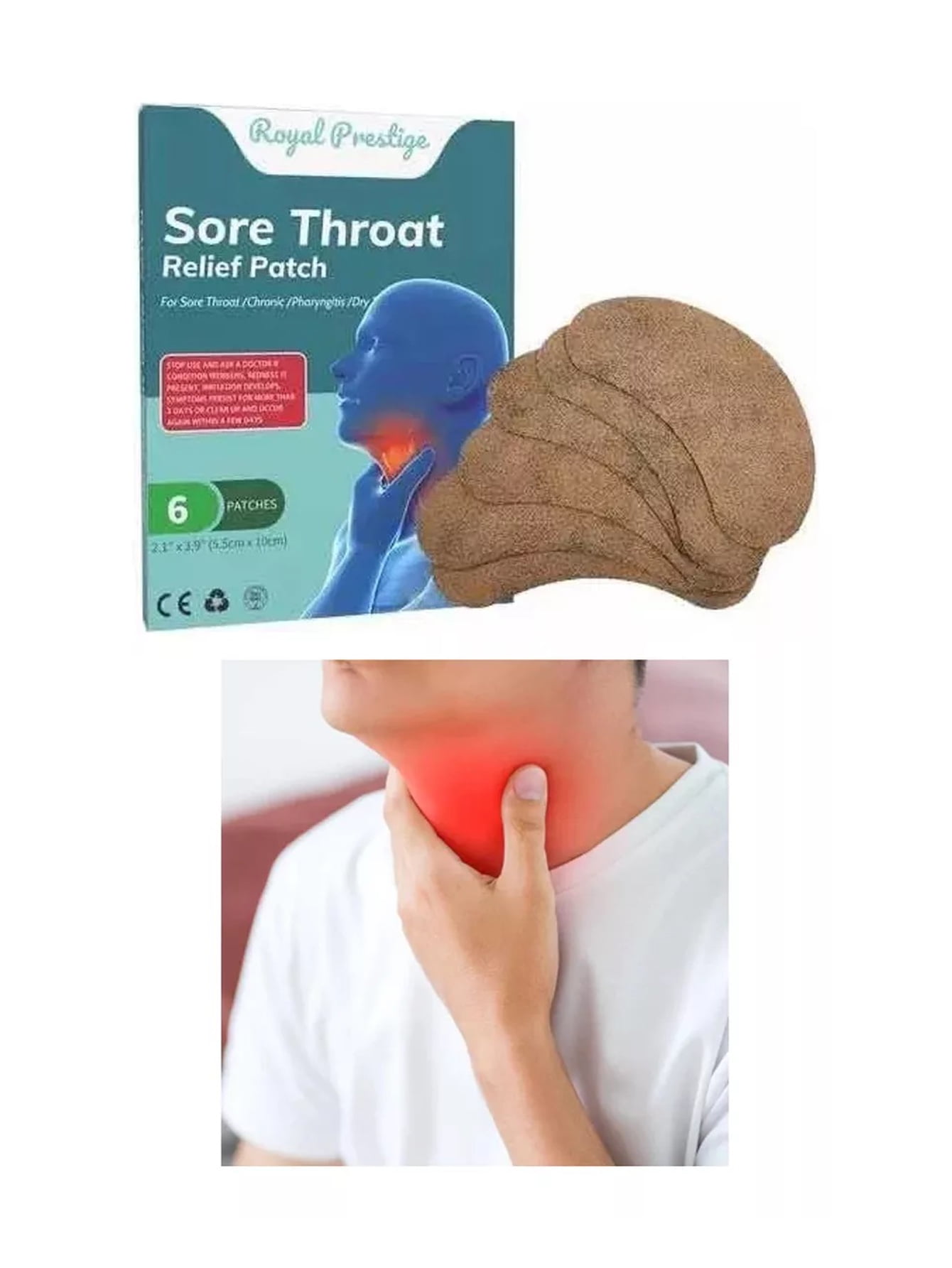 4 Paquetes de 6 Parches para Aliviar el Dolor de Garganta, Tos y Flemas ...
