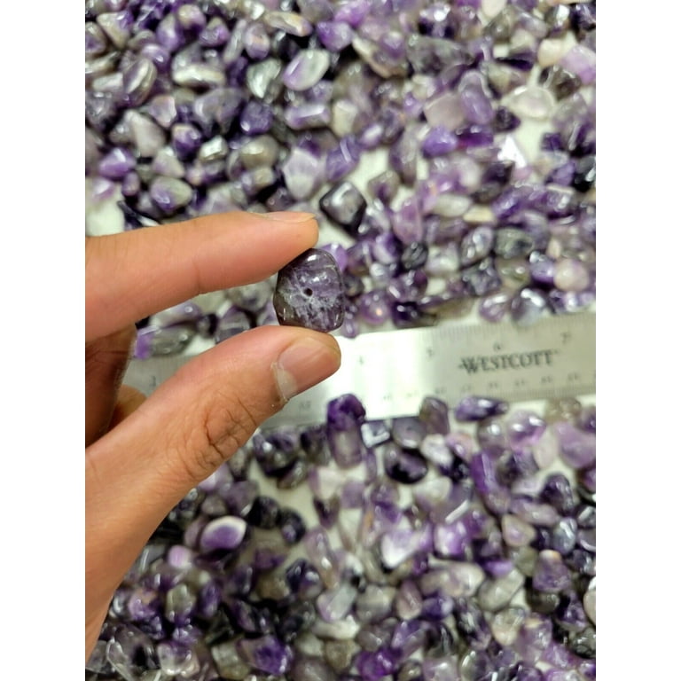 Drilled Amethyst Crystal Tumbled Gemstone Chips Bulk Purple Beads