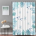 Bathroom Shower Curtain Teal Marine Coral Starfish Clownfish Waterproof ...