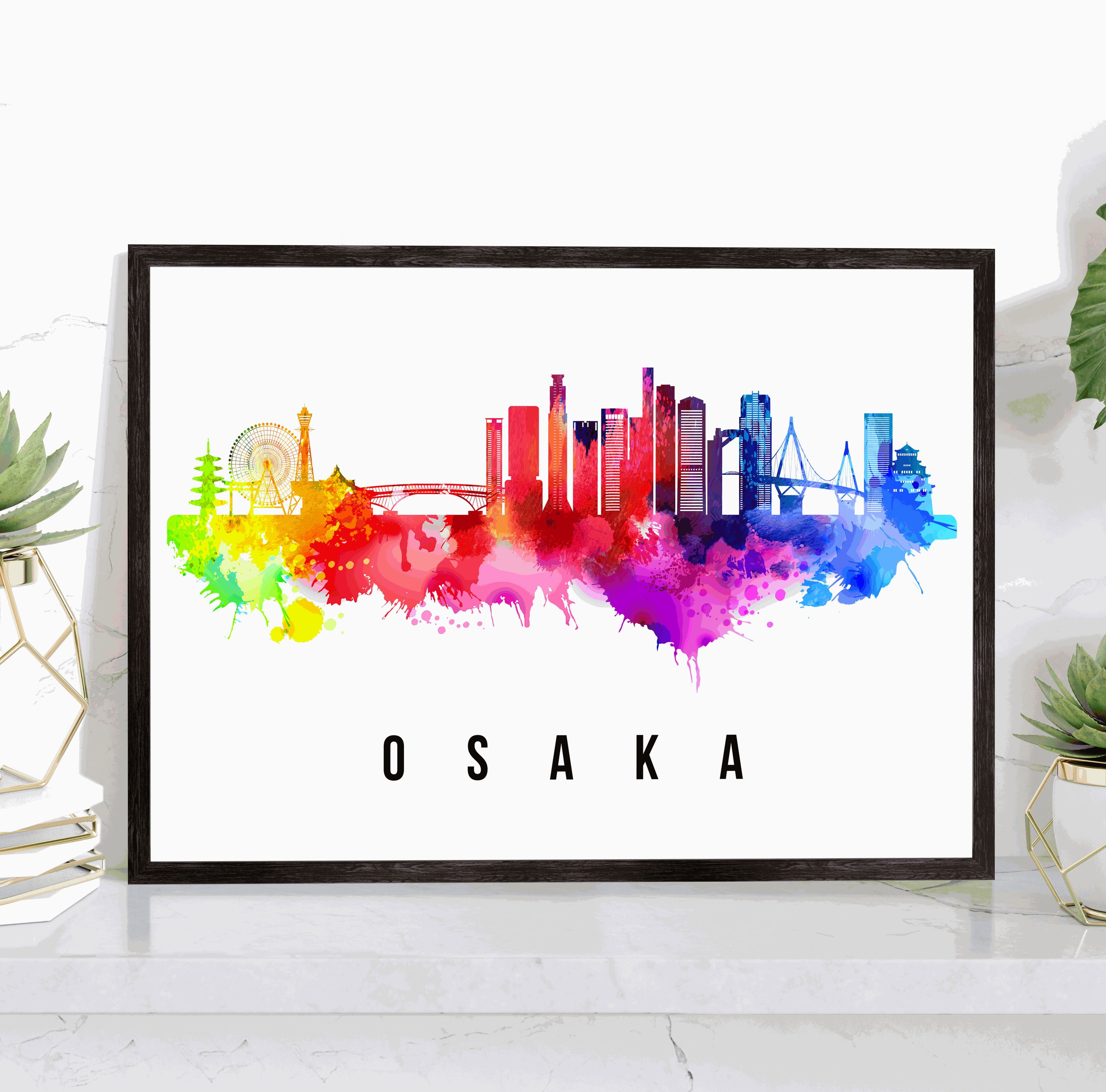 Pera Print Osaka Skyline Japan Poster, Osaka Cityscape Painting, Osaka ...