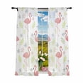 Cartoon Pink Flamingo Sheer Curtains for Living Room Bedroom, Animal ...