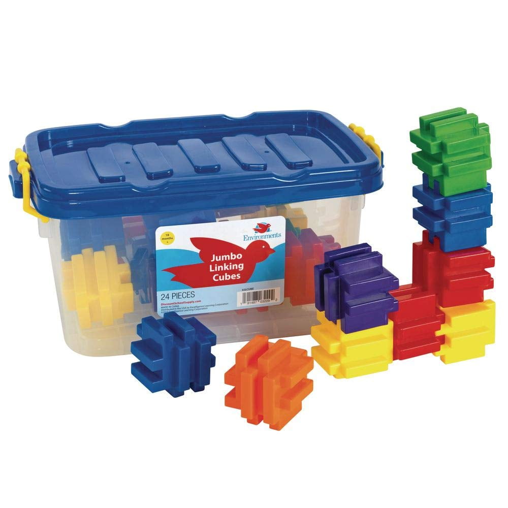 Environments 2 inch Jumbo Linking Cubes, 24 Pieces, Building Bricks ...