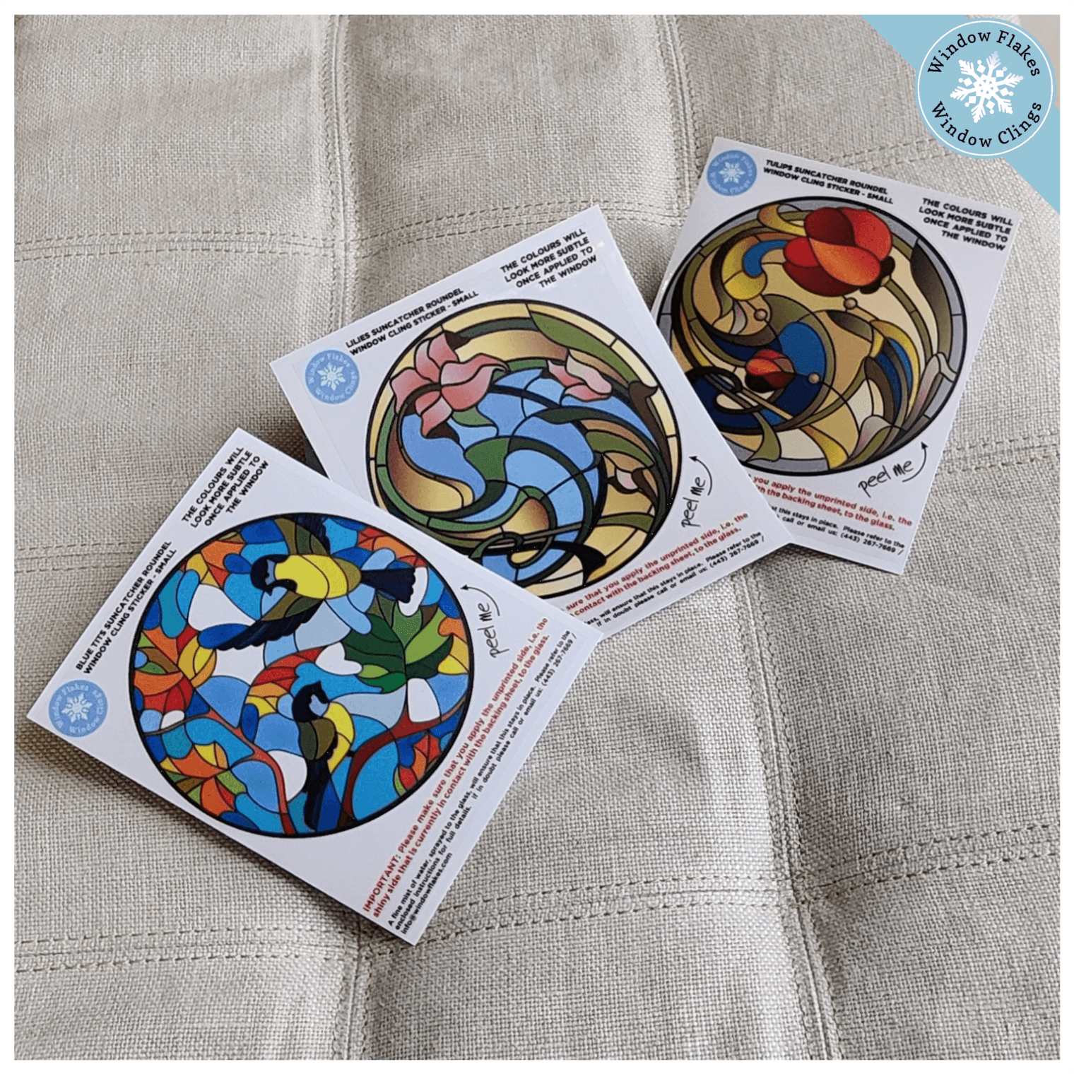 Window Flakes Tulip, Lily & Birds Sun Catcher Stained Glass Window ...