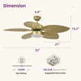Dextrus 52'' Tropical Ceiling Fan with Light/Remote, 5 Palm Leaf Blades ...