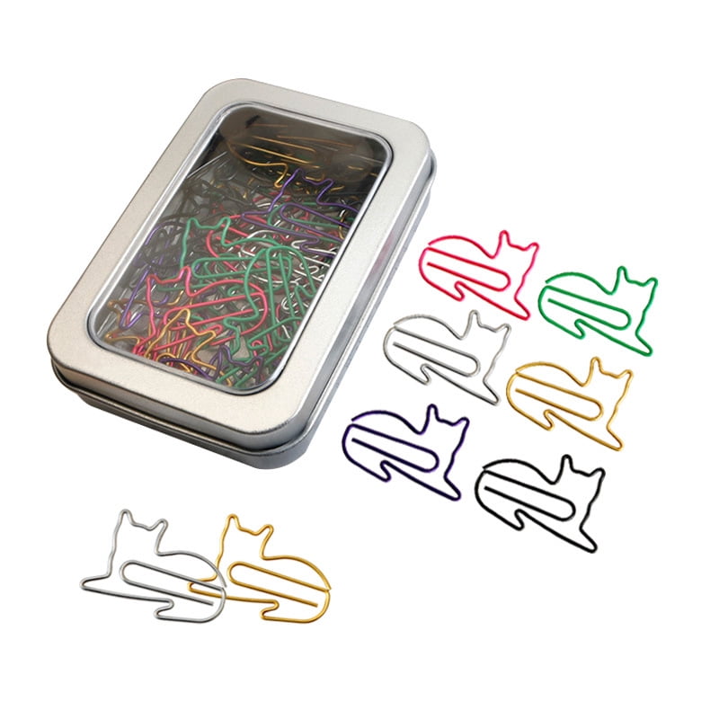 60 Piezas Lindos Clips de Papel en Forma de Gato Colores Surtidos Clips ...